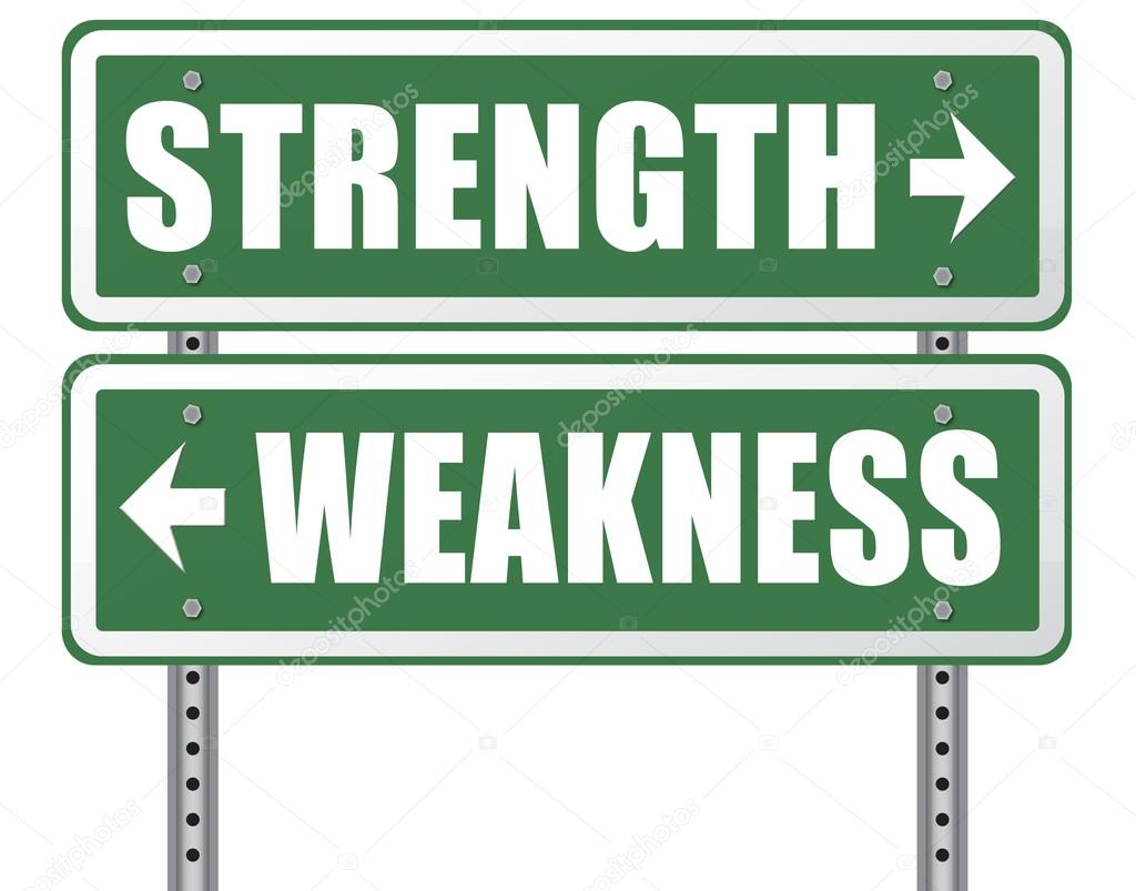 Strength weakness road sign — Stock Photo © kikkerdirk #79375032