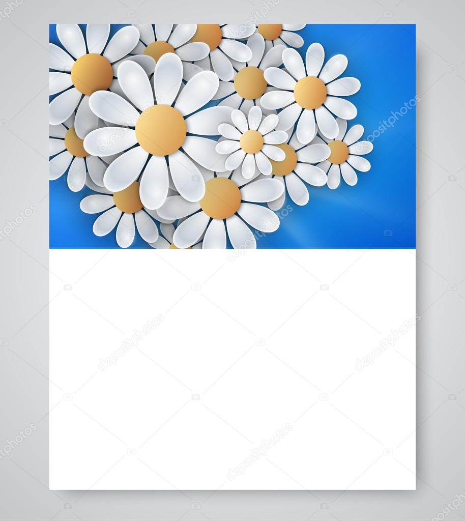 Floral invitation design with paper daisy flowers. Stock Vector by ...