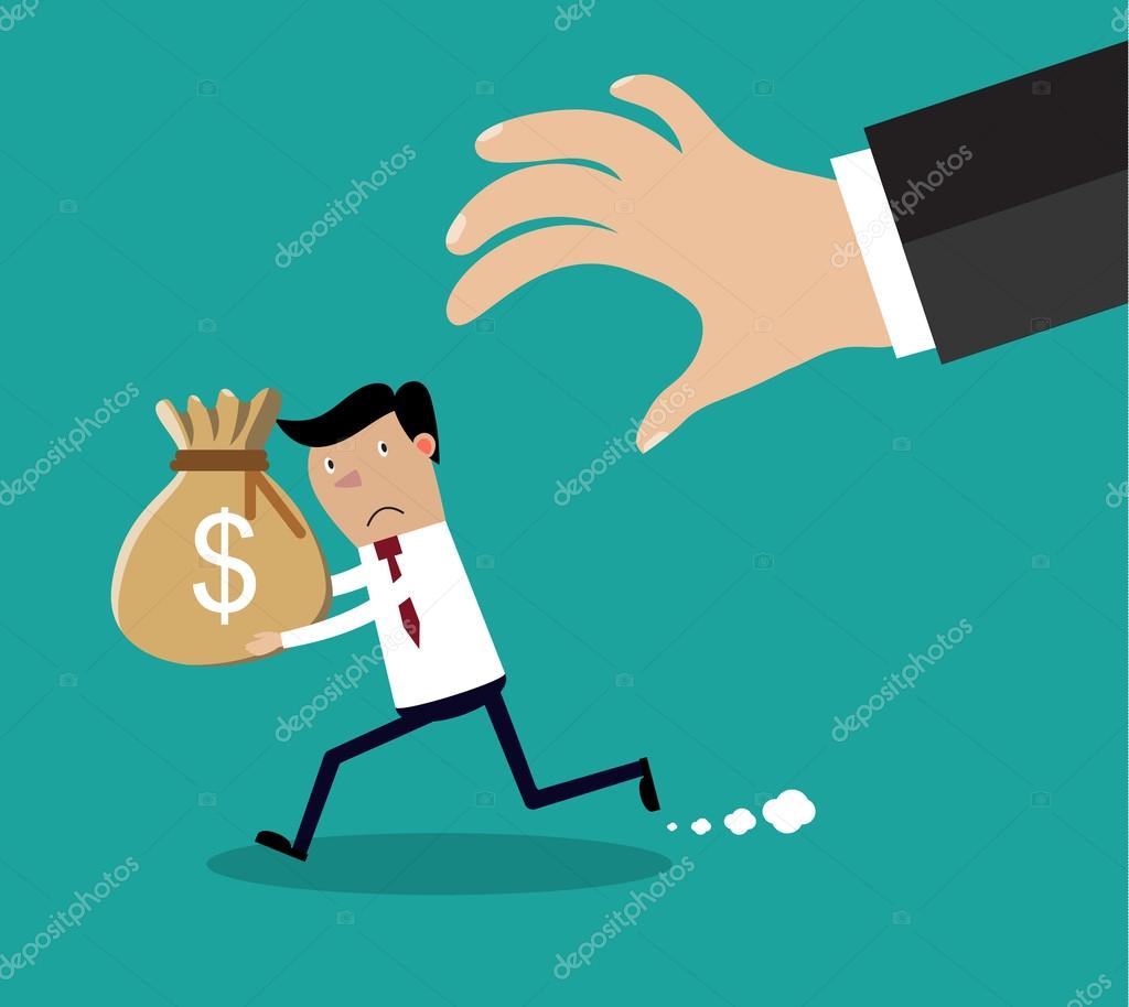 Hand grabbing money cartoon | Cartoon hand tries to grab the bag of ...