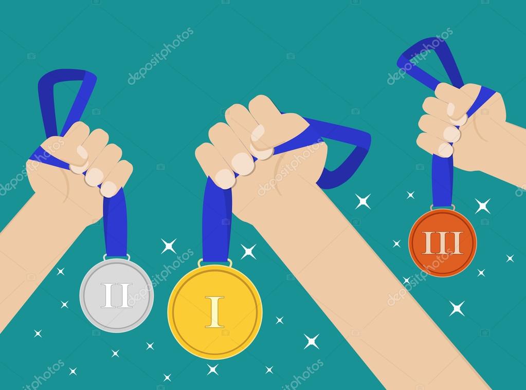 Hands holding medal Stock Vector Image by ©drogatnev #116364066