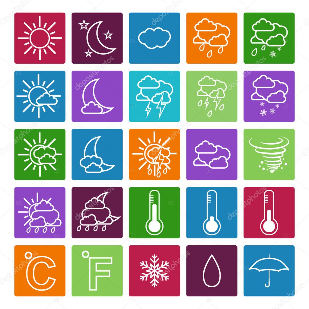 Weather icons on color background. Stock Vector by ©drogatnev 116572346
