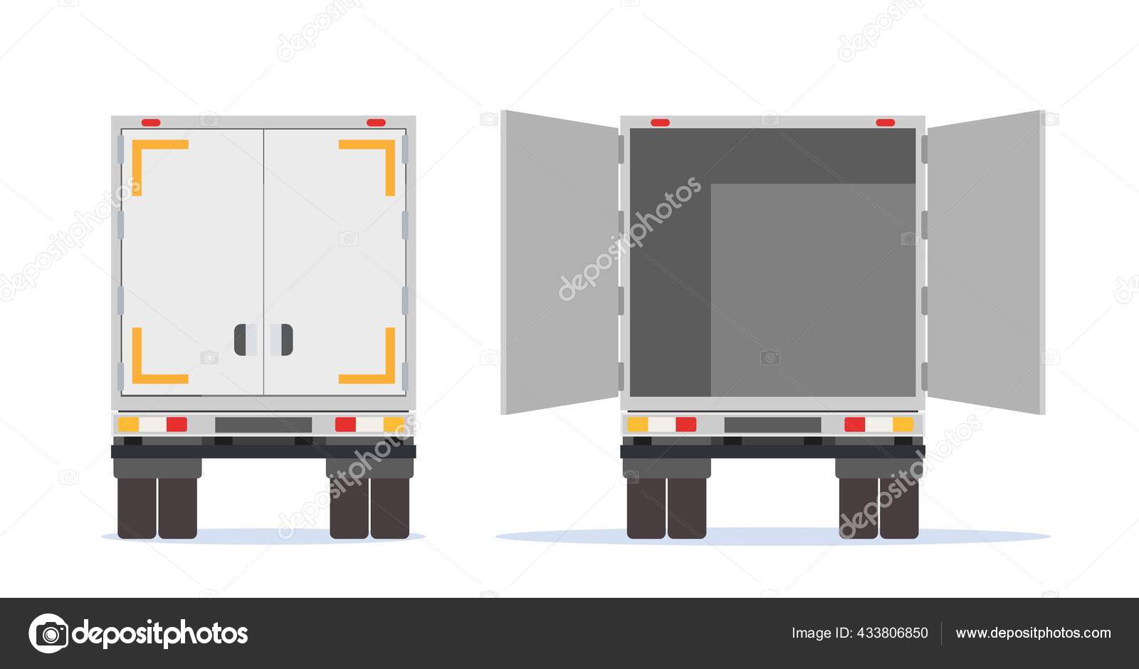 Truck trailer rear view side Stock Vector Image by ©drogatnev #433806850
