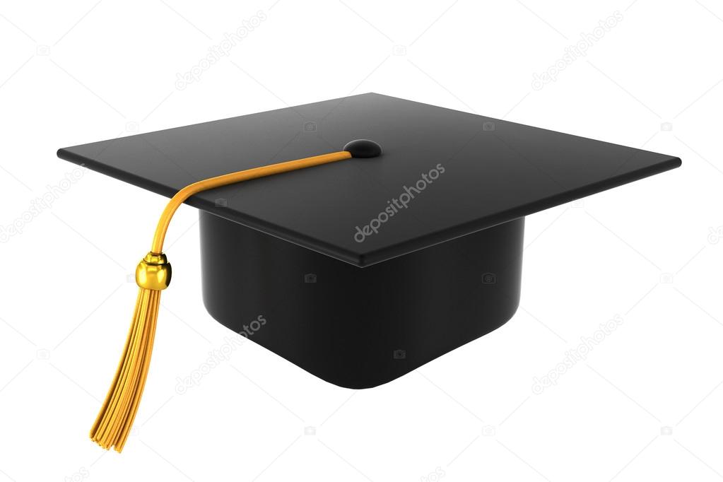 Graduation hat on white background — Stock Photo © Iraidka #93792630