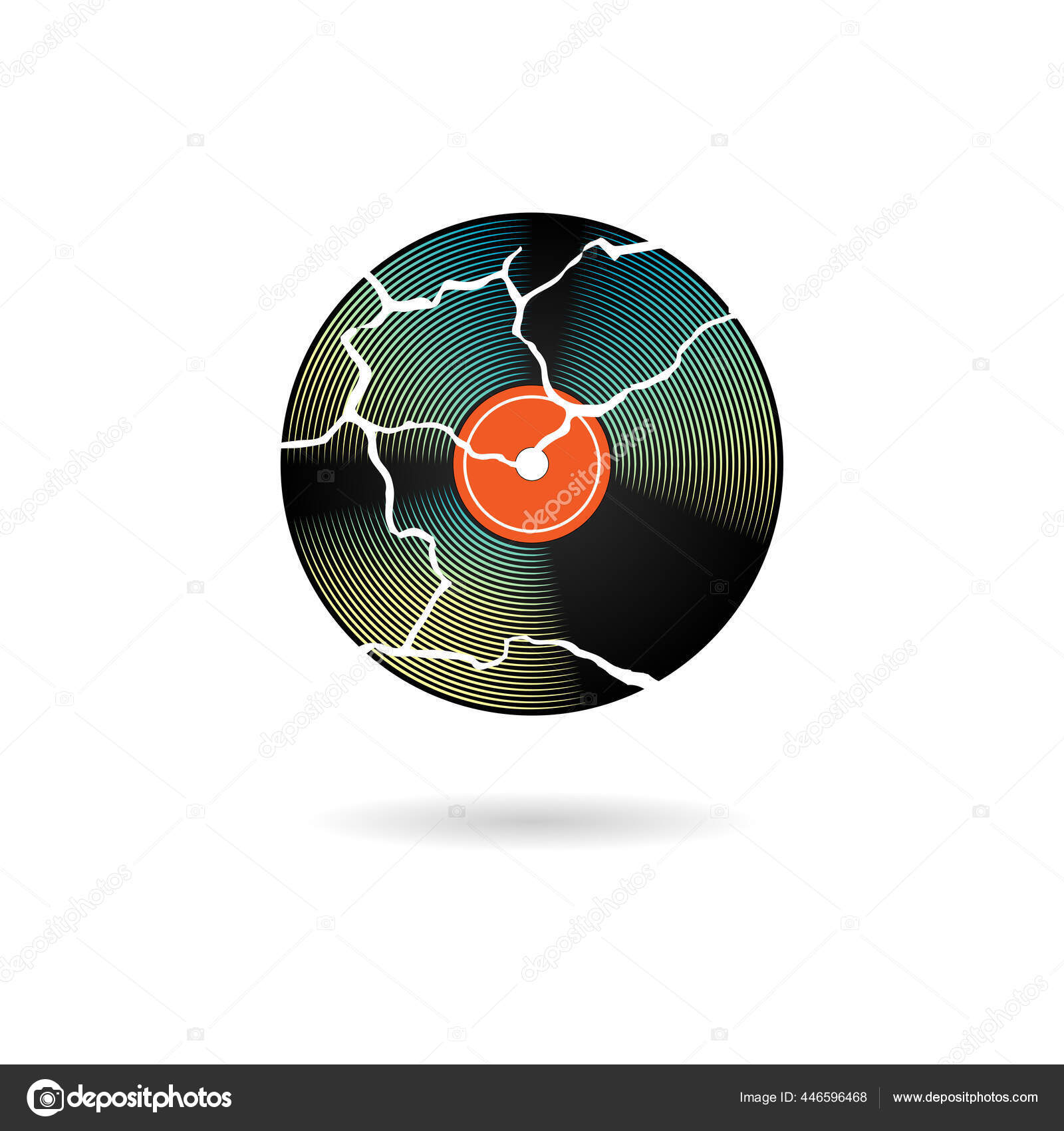Vinyl record symbol cracked Stock Vector by ©longquattro 446596468