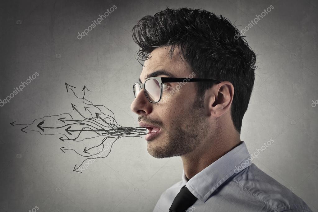 Homem falando em perfil fotos, imagens de © olly18 #109846758