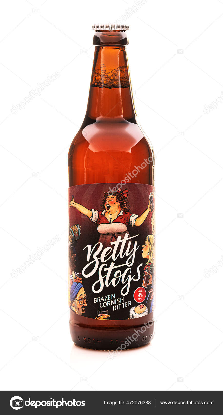 Bottle Betty Stogs Brazen Cornish Bitter White Background – Stock ...