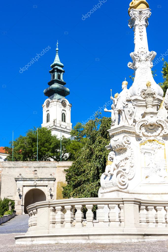 la columna de la peste y el castillo en Nitra, Eslovaquia 2022