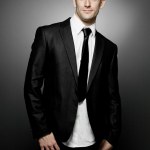 Fashion young businessman black suit casual tie Stock Photo by ...