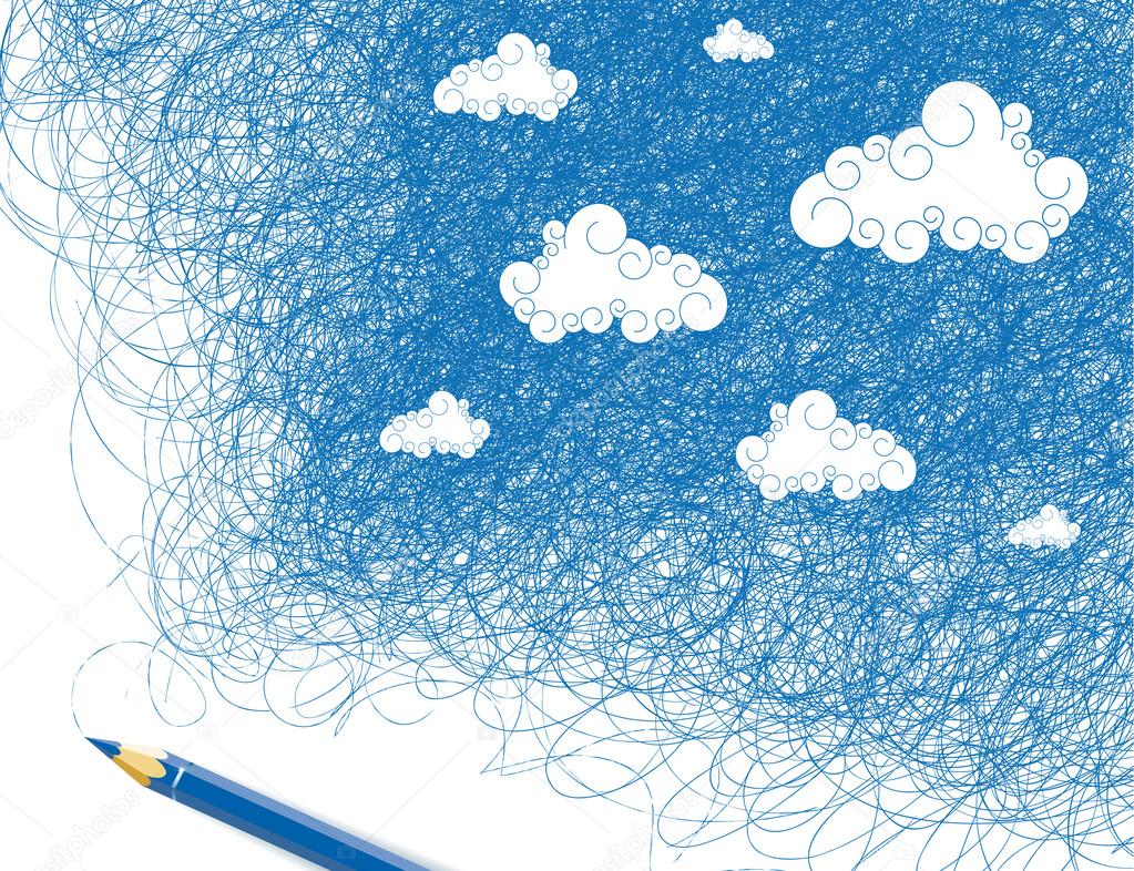 Drawing pencil blue sky — Stock Vector © Mary_L #104377120