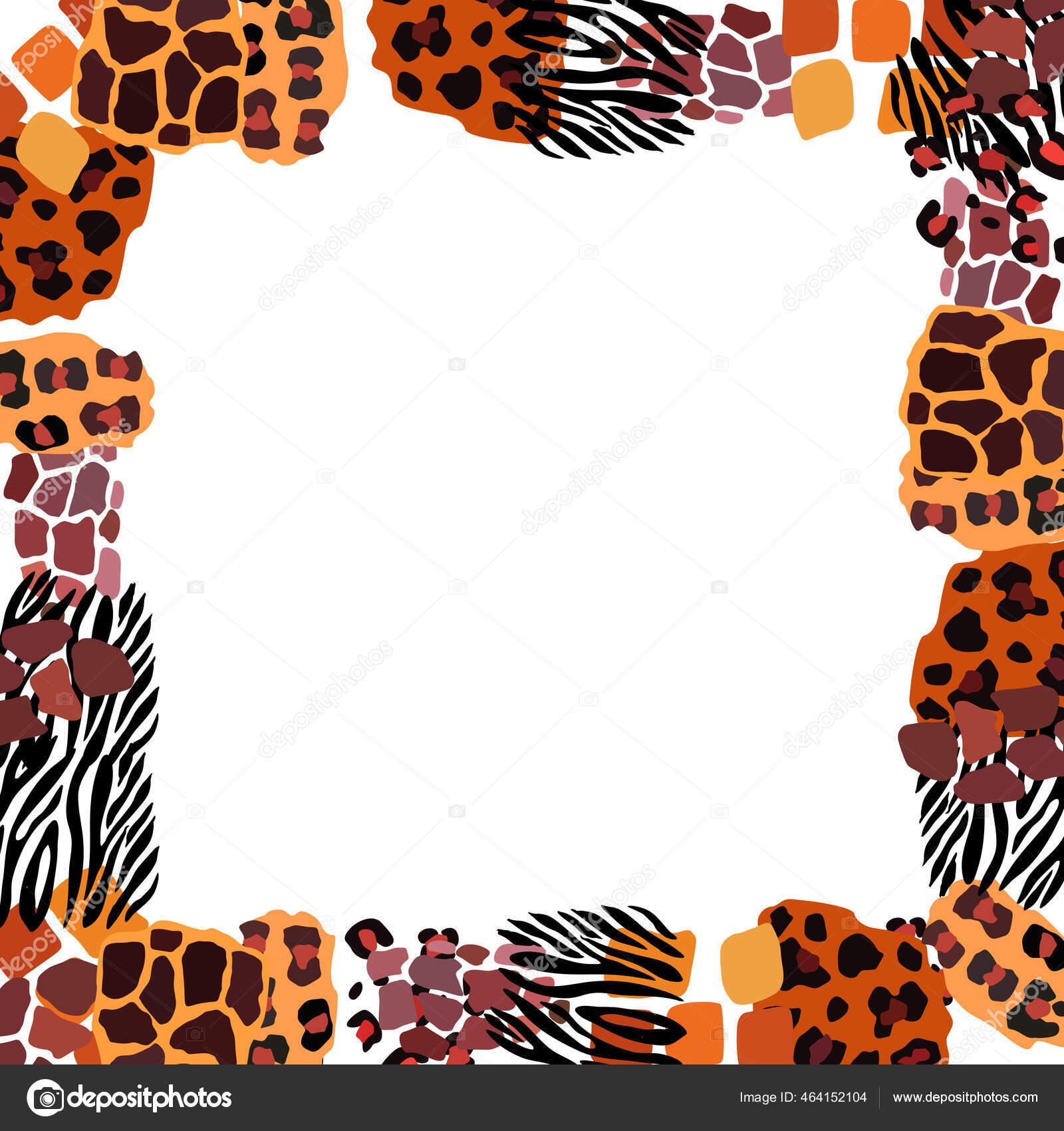 Animal vector frame. Abstract border on white background Stock Vector ...