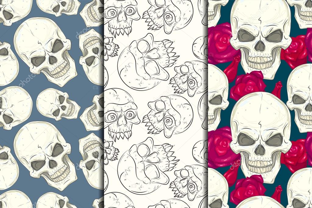 Seamless background with skulls Stock Vector by ©lolya1988 52866667