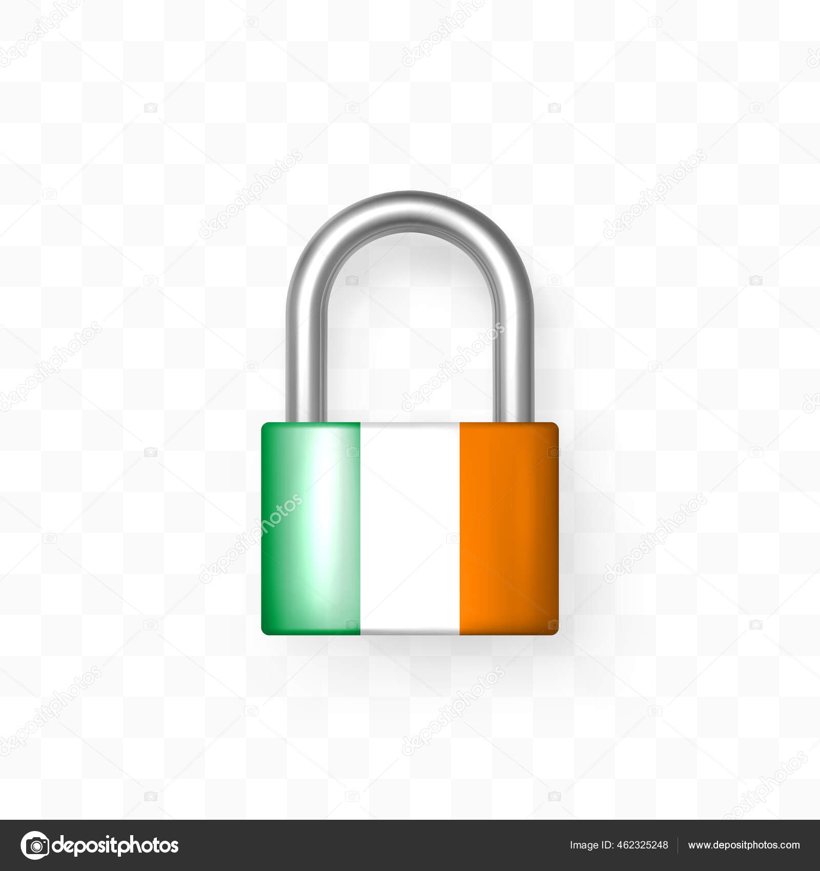 Secure Enclosed Padlock Image Flag Ireland Isolated Checkered ...