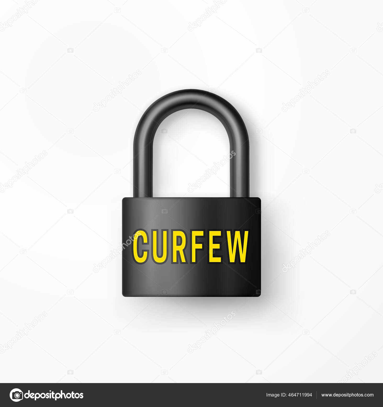 Closed Secure Black Metal Padlock Curfew Text Curfew Sign Isolated ...