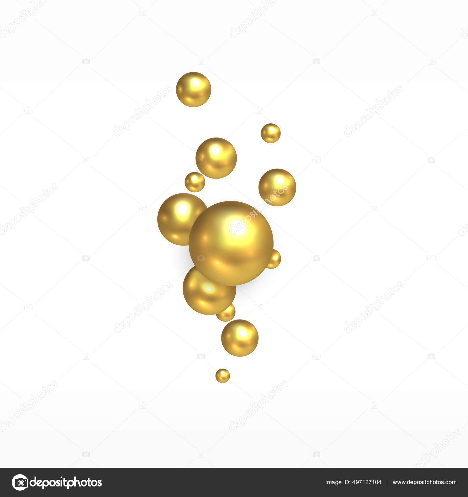 Gold Decorative Balls Golden Realistic Balls Highlights Hung White ...