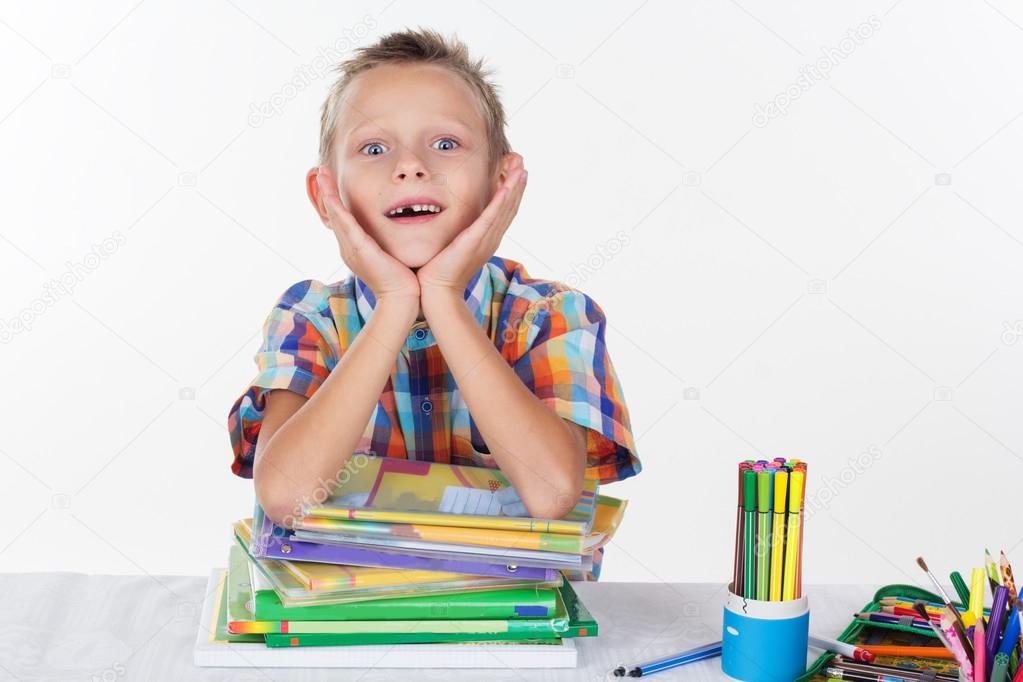 Funny school boy smiling without milk tooth — Stock Photo ...