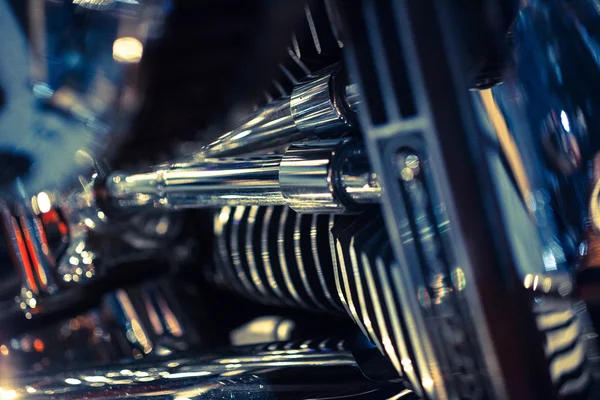 Close up view of a shiny motorcycle engine. Macro - Stock Image ...