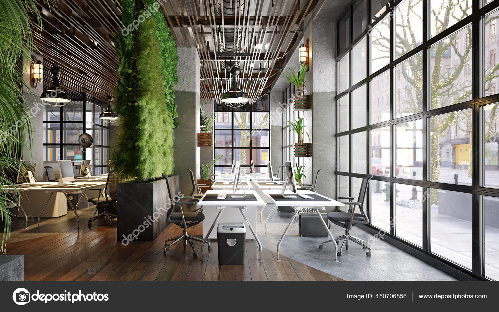 Contemporary Office Interior Rendering Design Concept — Stock Photo ...