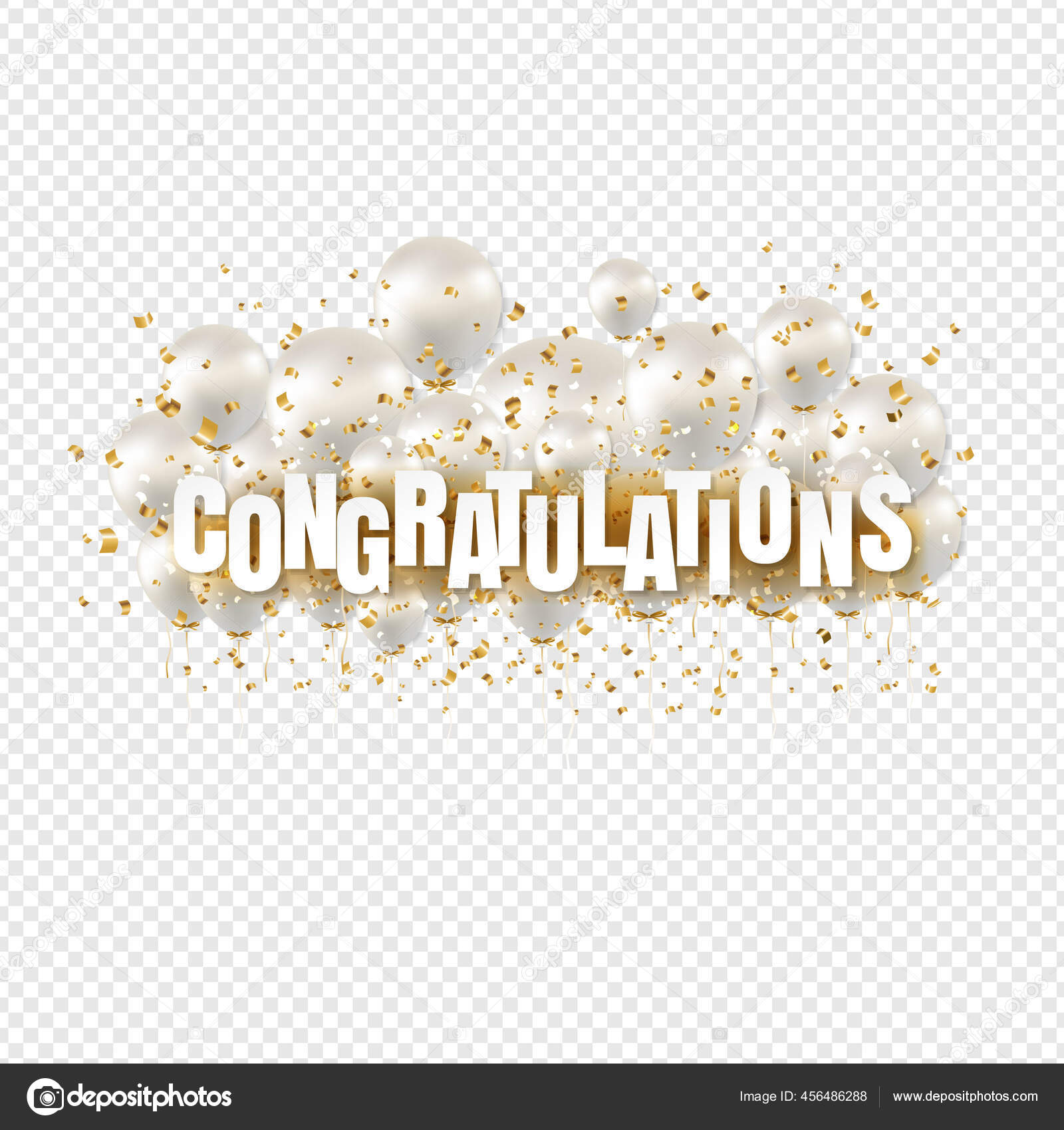 Congratulations Card And Transparent Balloons White Background Stock ...