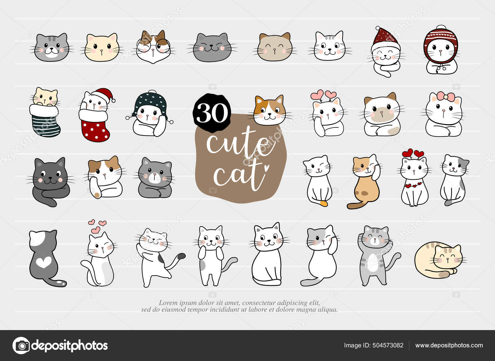 Cartoon Cat Set Emotions Different Poses Cat Behavior Body Language ...