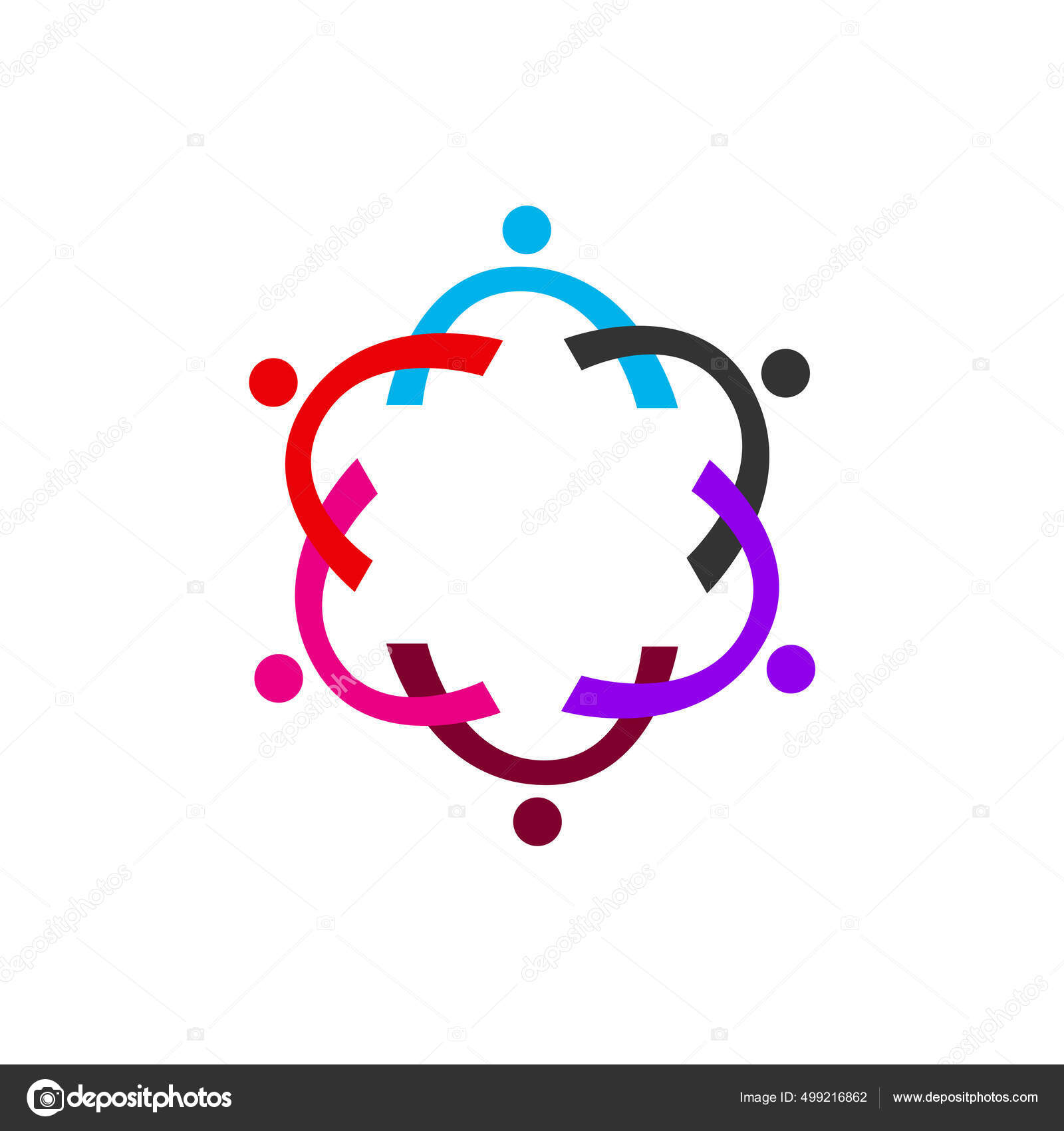 Colorful People Together Sign Symbol Art Logo Isolated White Stock ...