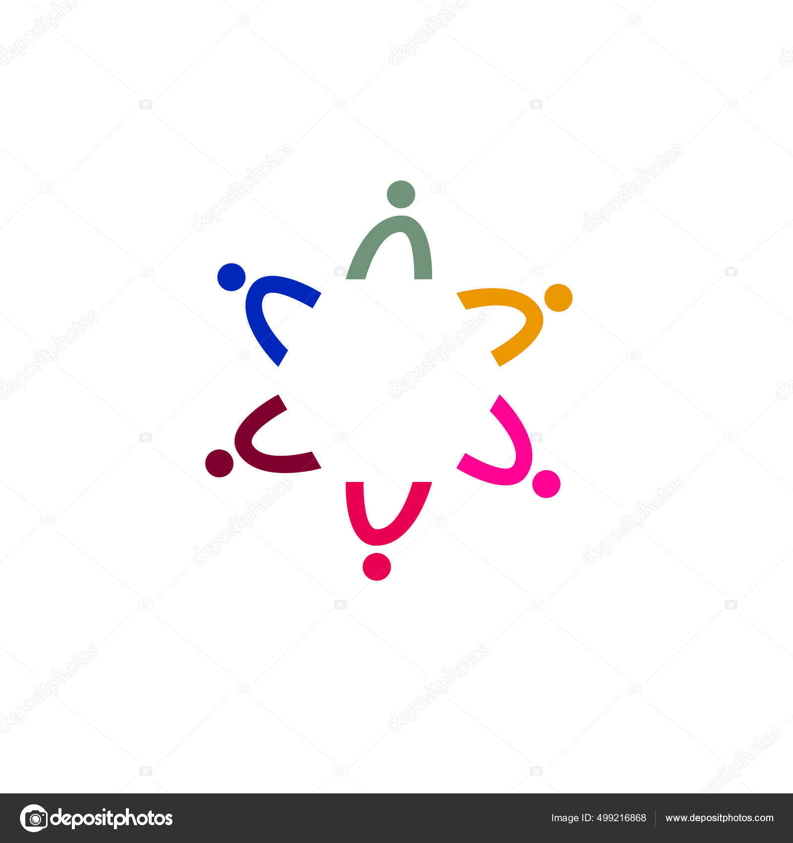Colorful People Together Sign Symbol Art Logo Isolated White Stock ...