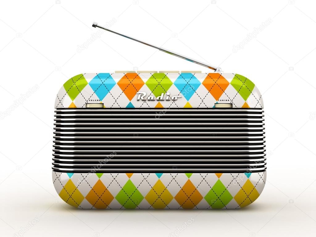 Old rombus pattern vintage retro style radio receiver isolated o Stock ...
