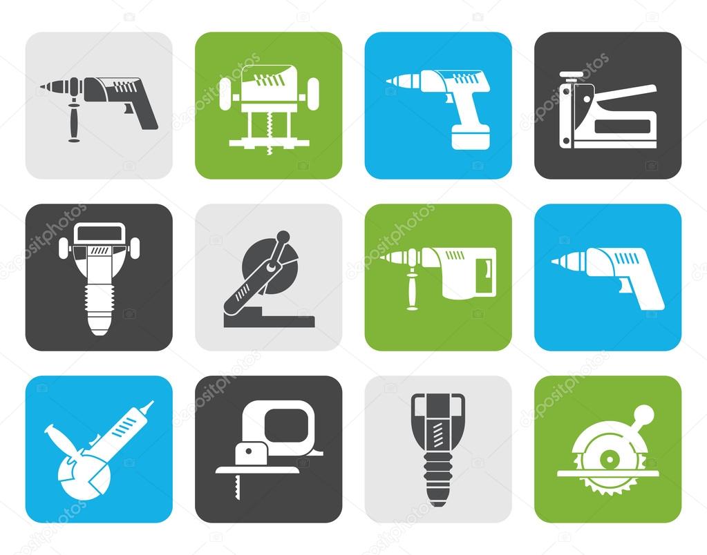 Flat Building and Construction Tools icons Stock Vector Image by ...