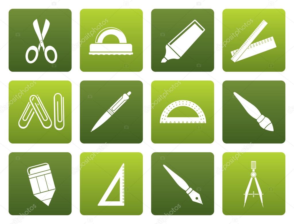 Flat school and office tools icons Stock Vector Image by ©stoyanh ...