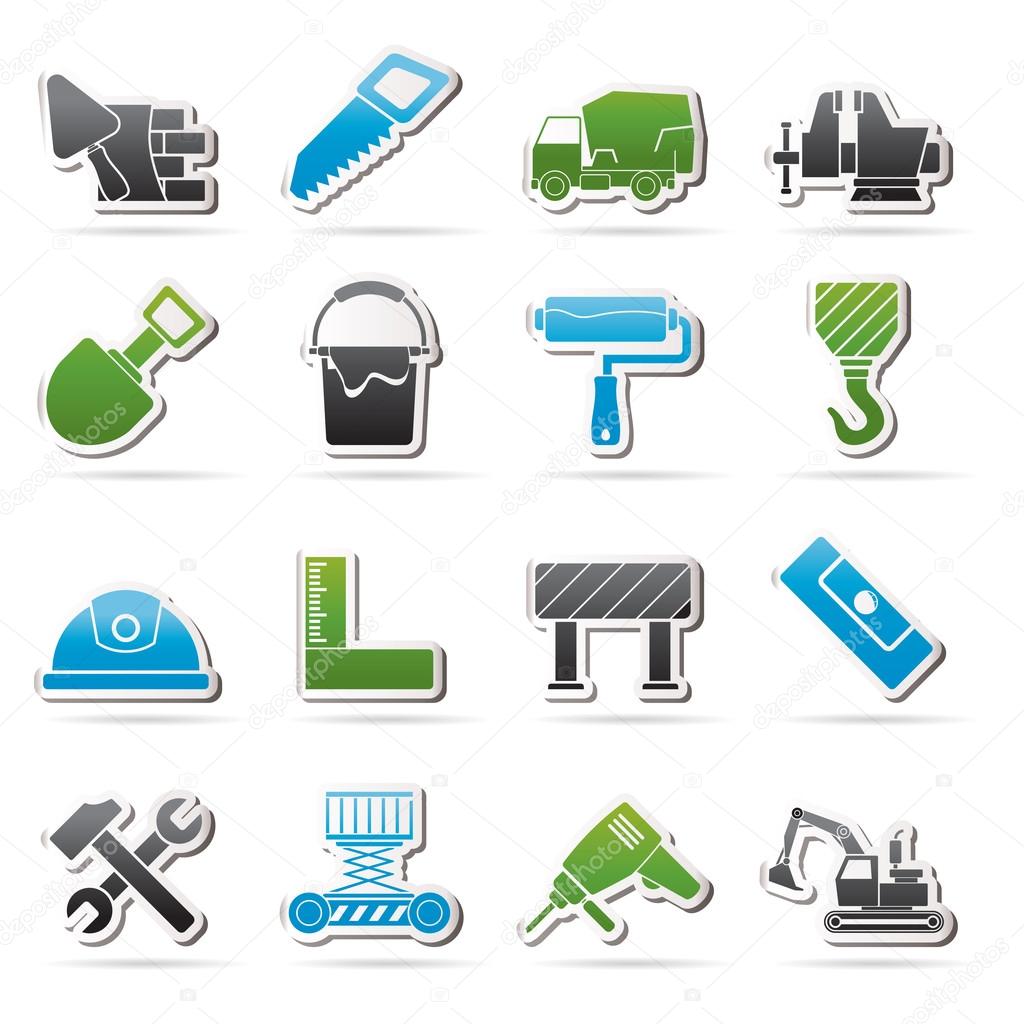 Building and construction tools icons — Stock Vector © stoyanh #118579168