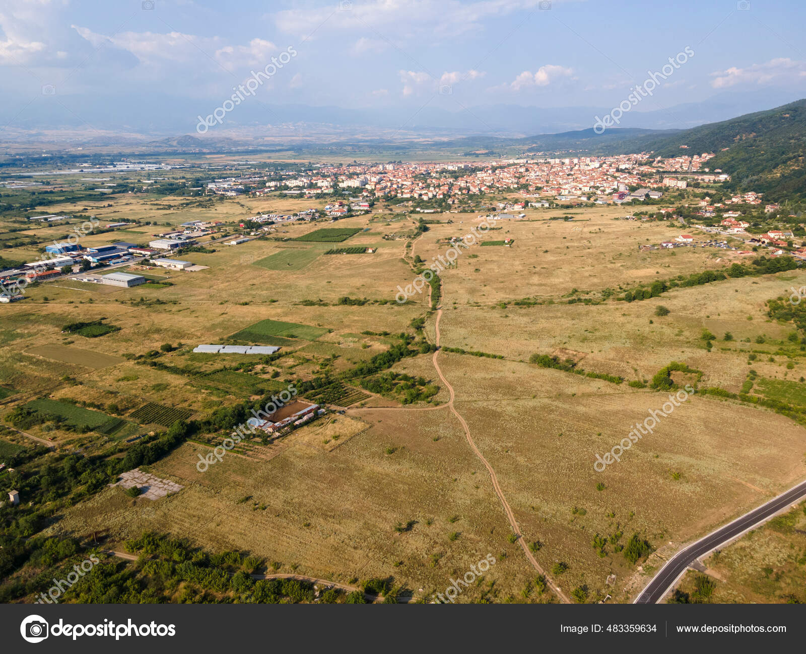 Aerial Sunset View Petrich Valley Blagoevgrad Region Bulgaria Stock ...