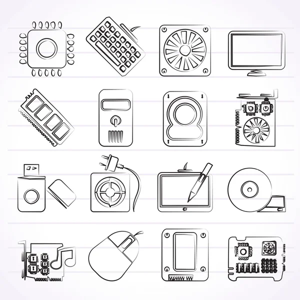 Computer Performance Equipment Icons Piece Paper Vector Icon Set Stock ...