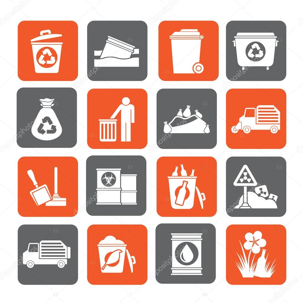 Silueta Iconos de basura y basura 2022