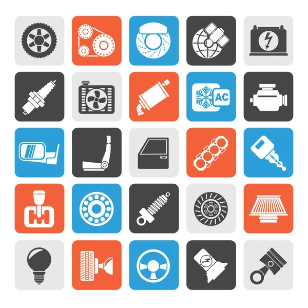 Different kind of car parts icons — Stock Vector © stoyanh #11945558