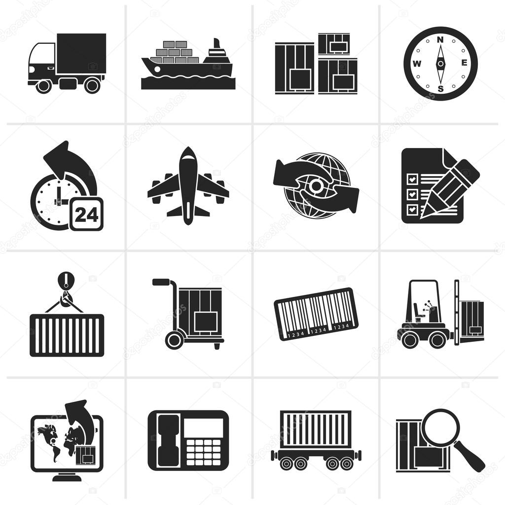 Iconos de logística y envío negro vector, gráfico vectorial © stoyanh ...