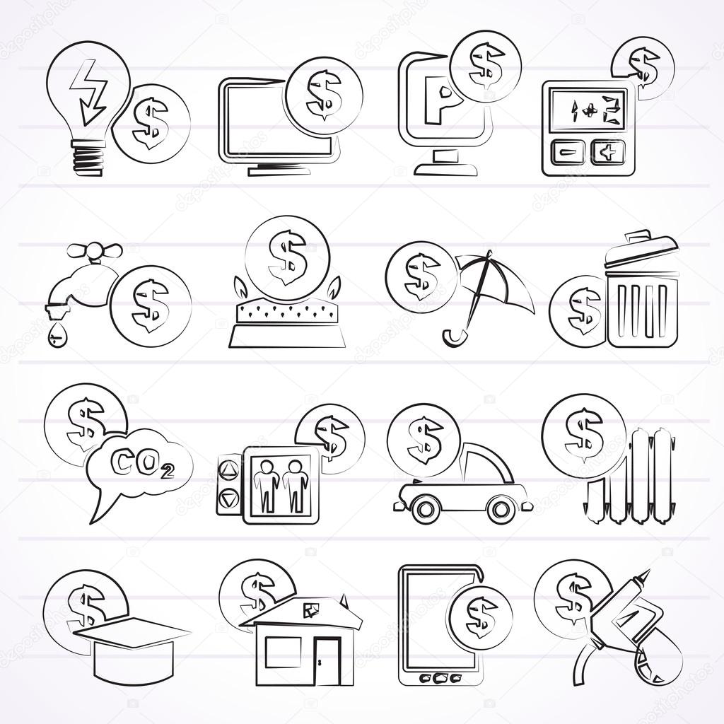 Payment of bills icons Stock Vector by ©stoyanh 90224766