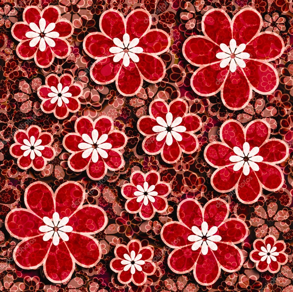 Red Flowers Scrapbook Paper — Stock Photo © stephconnell #78653034