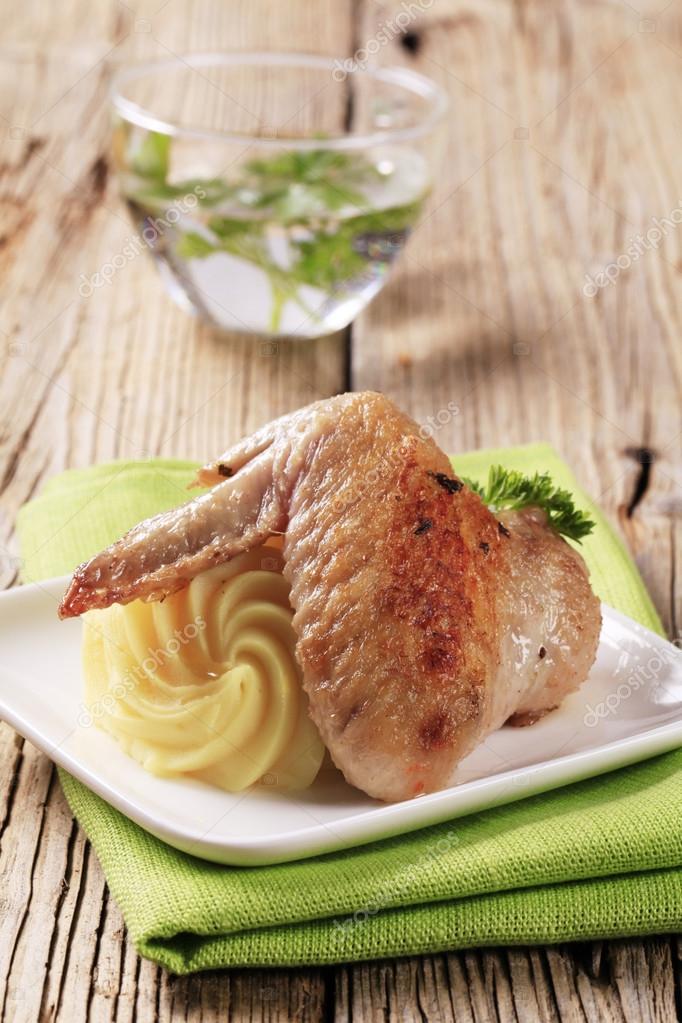 Roasted chicken wing and mashed potato Stock Photo by ©ajafoto 120699860