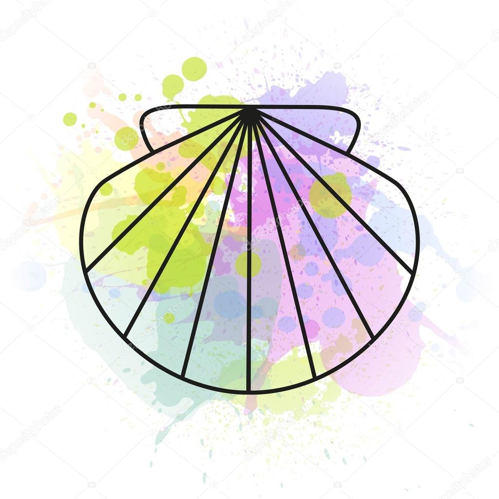 Icono de Vector Shell con Acuarela Vector de stock por ©ramonakaulitzki ...