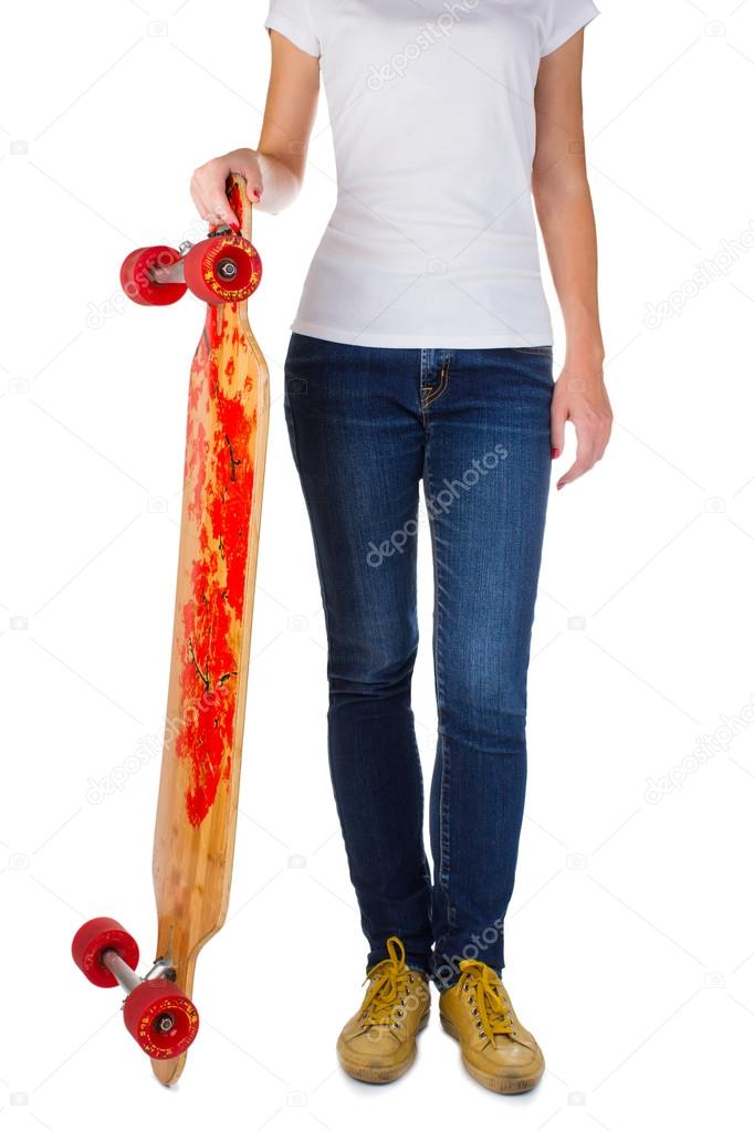 Woman with longboard — Stock Photo © Dmitry.Zimin #53584801