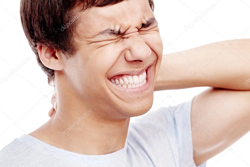 Guy with pain in neck — Stock Photo © furtaev #98319236