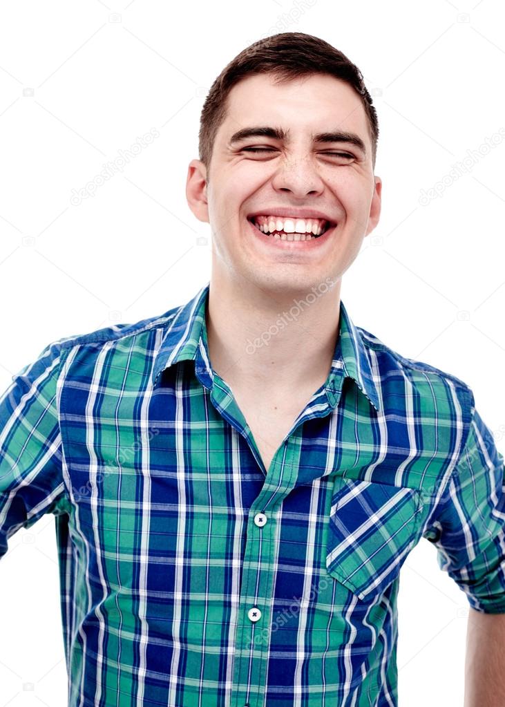 Loudly laughing guy portrait Stock Photo by ©furtaev 98939376