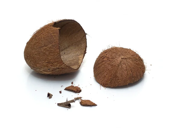 Crushed coconut shell and smithers isolated on white Stock Photo by ...
