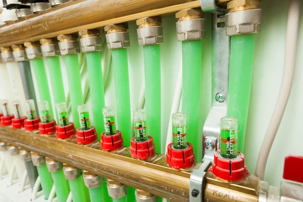 Underfloor heating control system in boiler-room Stock Photo by ...