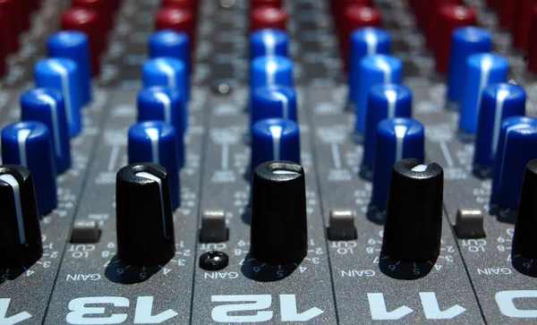Controls of sound mixing console - Stock Image - Everypixel