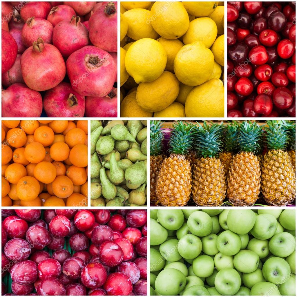 Collage with various fruits. — Stock Photo © ewastudio #106438926