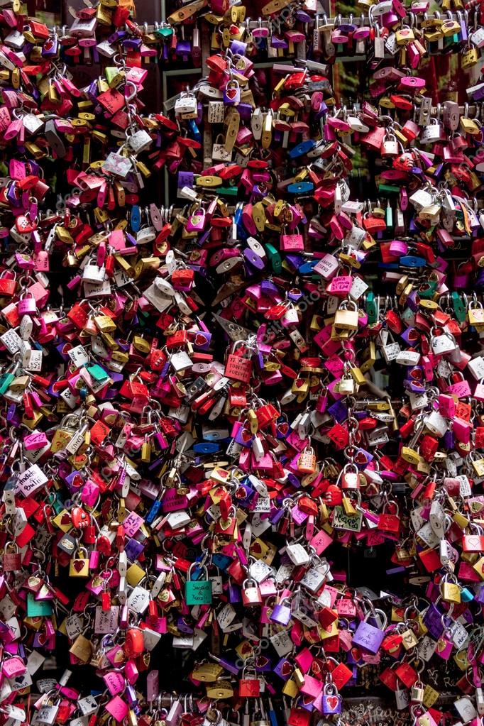 Locks of love on gate Stock Photo by ©ewastudio 78001472