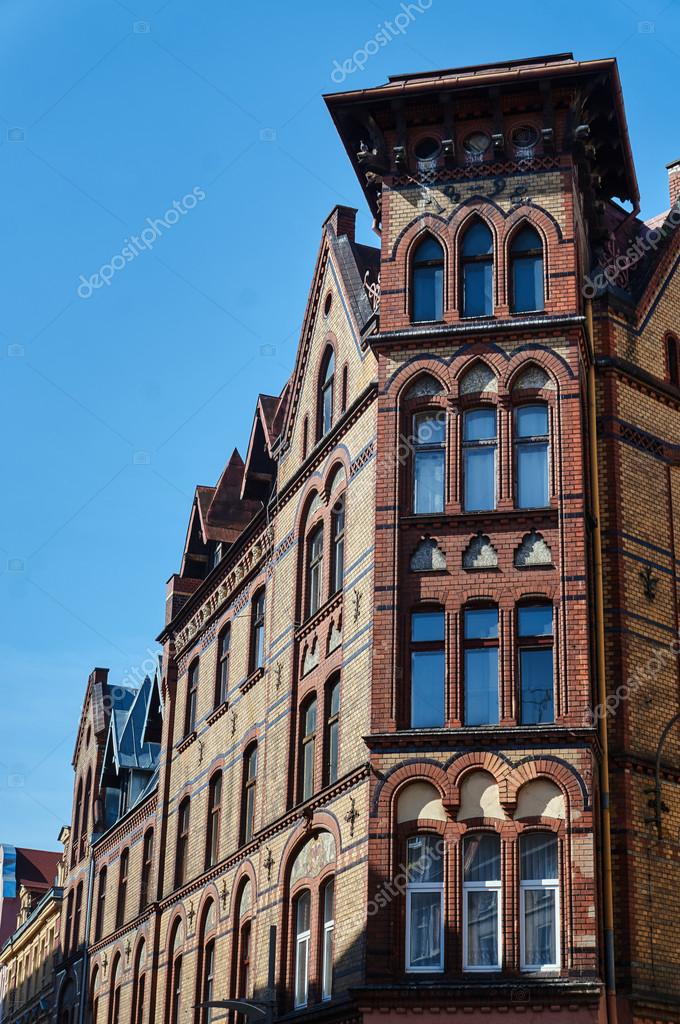 Clinker on the facades of the Art Nouveau buildings — Stock Photo ...
