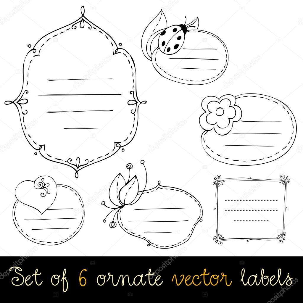 Set of cute doodle labels Stock Vector Image by ©re_bekka #61037301