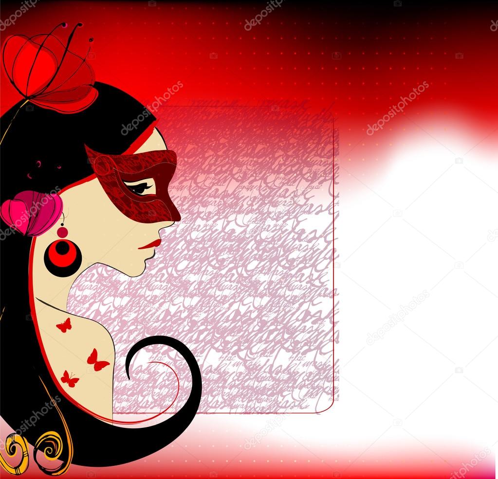 Cute girl with mask Stock Vector by ©re_bekka #61039255