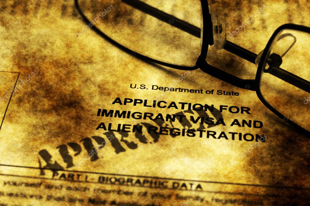 Formulario de visa de inmigrante concepto grunge 2024